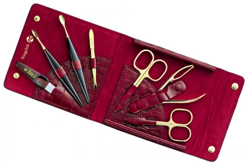 Maniküre Pediküre Set Kroko, rot, 7tlg. – Germany Solingen